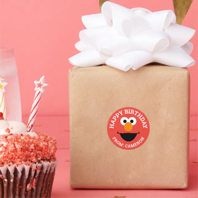 Sesame Street Elmo Face | Happy Birthday Gift Tag | Zazzle
