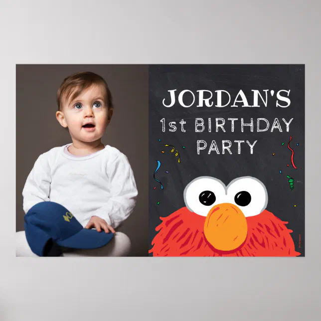Sesame Street | Elmo First Birthday Chalkboard Poster | Zazzle