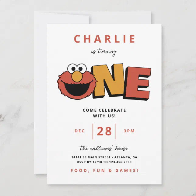 Sesame Street | Elmo - First Birthday Invitation | Zazzle