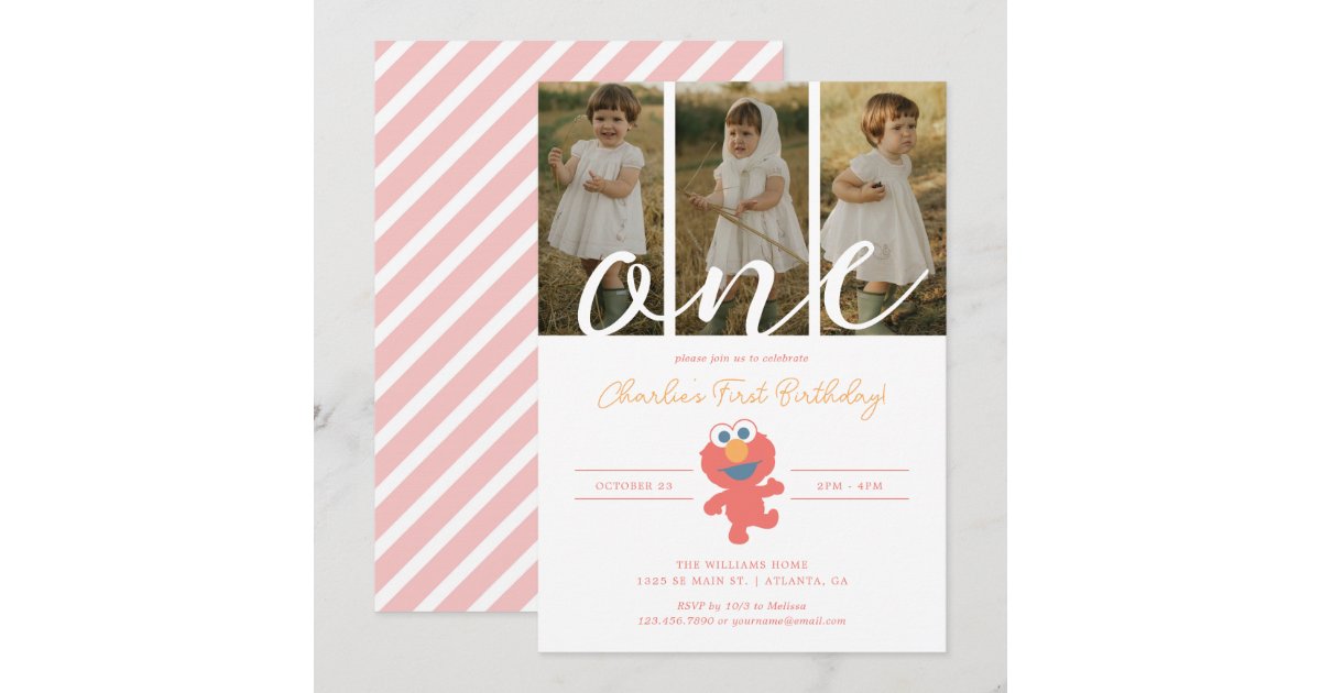 Sesame Street | Elmo First Birthday - Photo Invitation | Zazzle