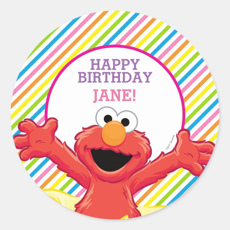 Sesame Street | Elmo Girl's Birthday Classic Round Sticker | Zazzle