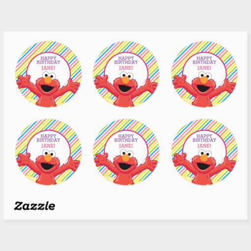 Sesame Street | Elmo Girl's Birthday Classic Round Sticker | Zazzle