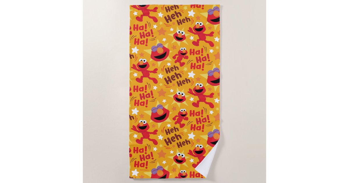 Sesame Street | Elmo Ha! Ha! Ha! Pattern Beach Towel | Zazzle