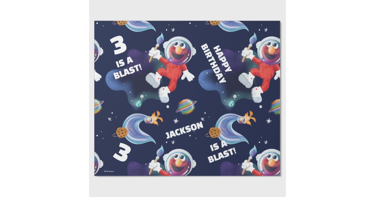 Sesame Street Elmo Outer Space Birthday Pattern Wrapping Paper | Zazzle