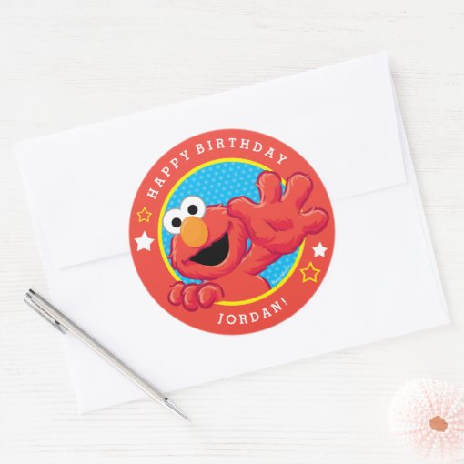 Sesame Street | Elmo - Polka Dot & Stars Birthday Classic Round Sticker ...