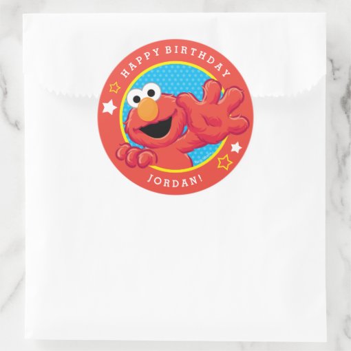 Sesame Street | Elmo - Polka Dot & Stars Birthday Classic Round Sticker ...