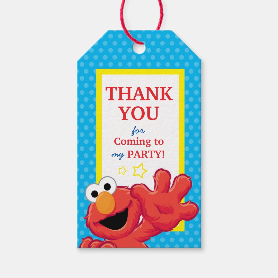 Sesame Street | Elmo - Polka Dot & Stars Birthday Gift Tags | Zazzle