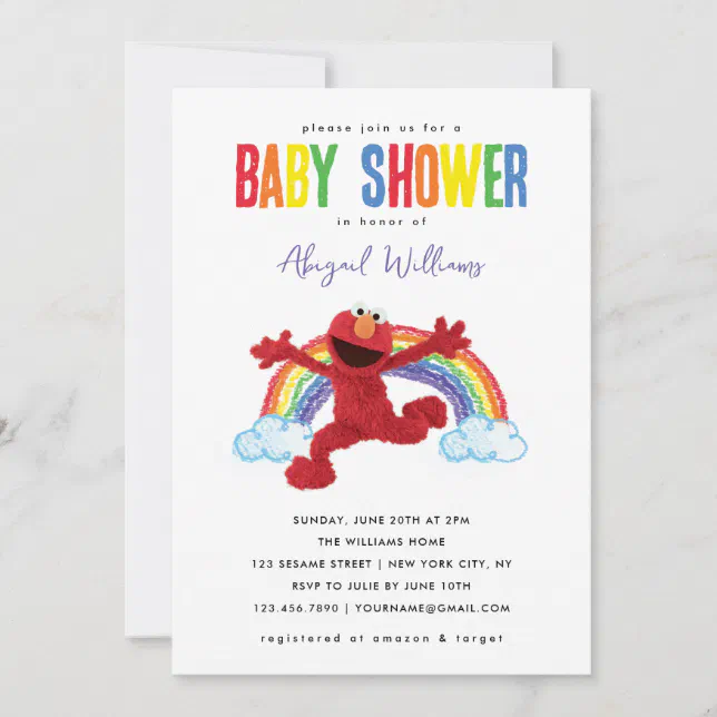 Sesame Street - Elmo Rainbow Baby Shower Invitation | Zazzle