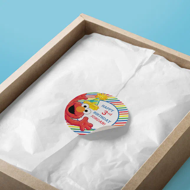 Sesame Street | Elmo - Rainbow Birthday Classic Round Sticker | Zazzle