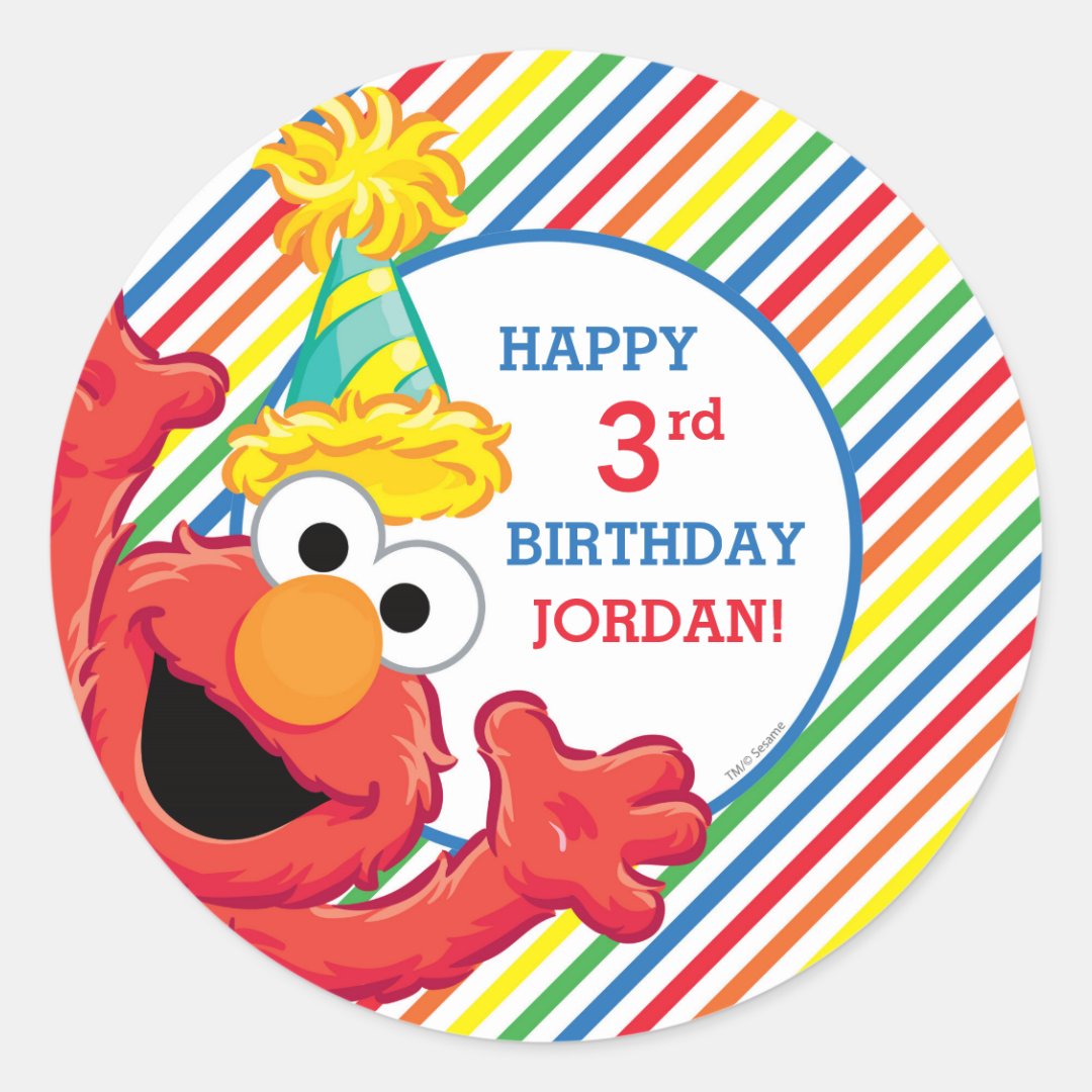 Sesame Street | Elmo - Rainbow Birthday Classic Round Sticker | Zazzle