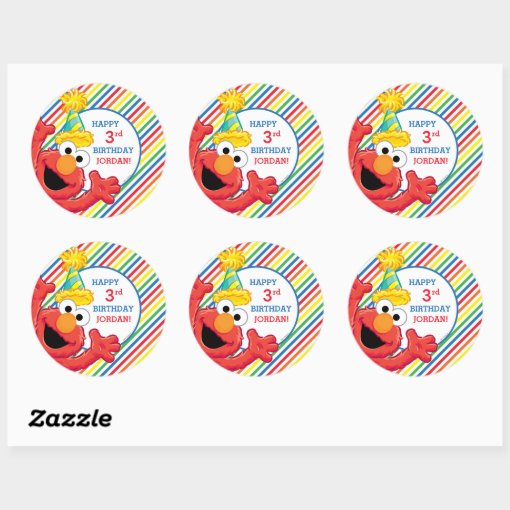 Sesame Street | Elmo - Rainbow Birthday Classic Round Sticker | Zazzle