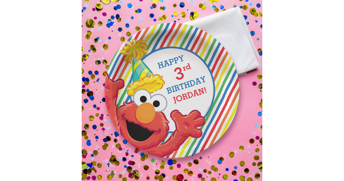 Sesame Street | Elmo - Rainbow Birthday Paper Plates | Zazzle
