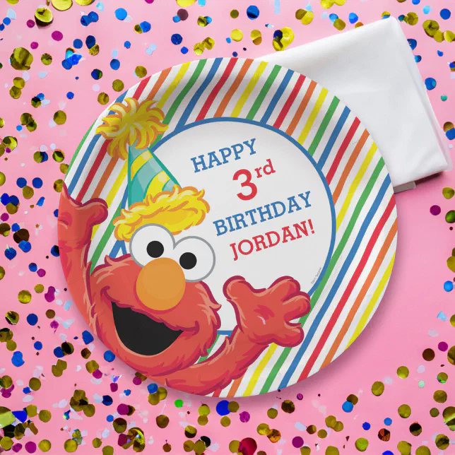 Sesame Street | Elmo - Rainbow Birthday Paper Plates | Zazzle