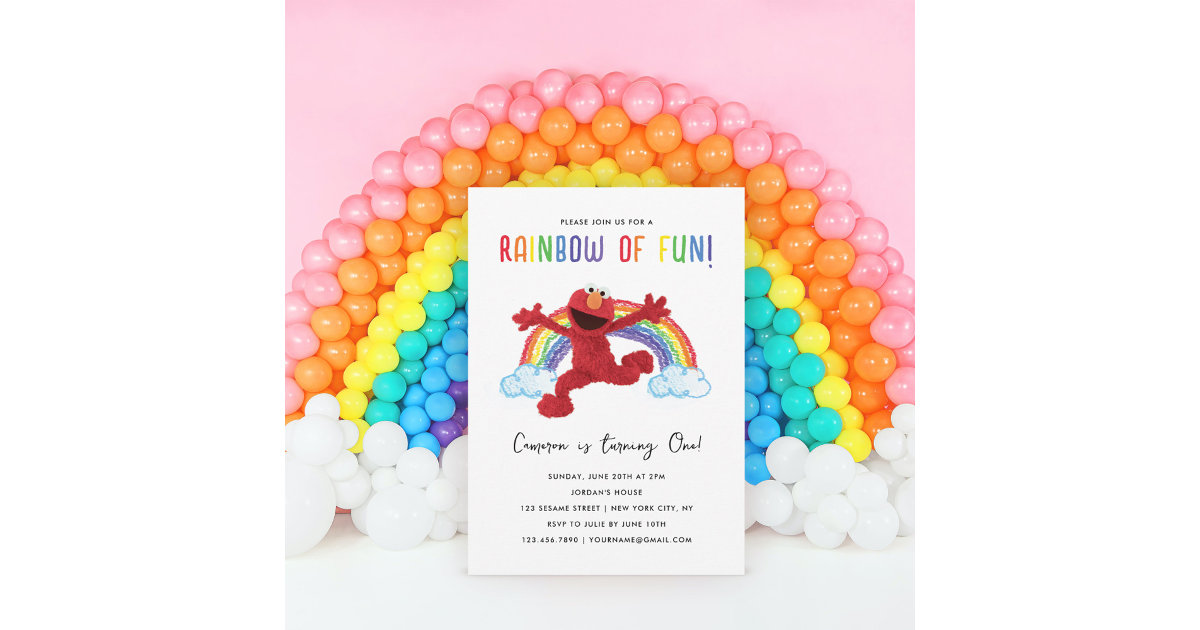 Sesame Street - Elmo Rainbow of Fun Birthday Invitation | Zazzle