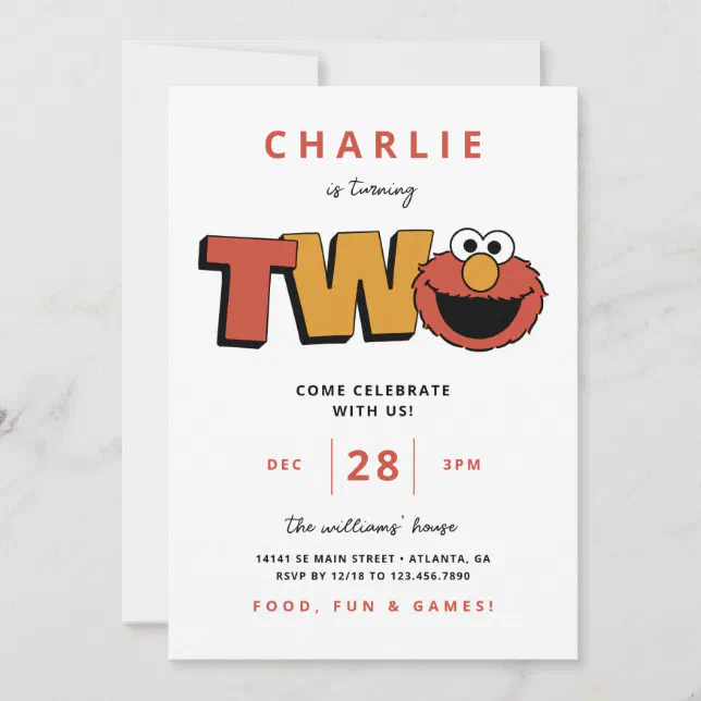 Sesame Street | Elmo - Second Birthday Invitation | Zazzle