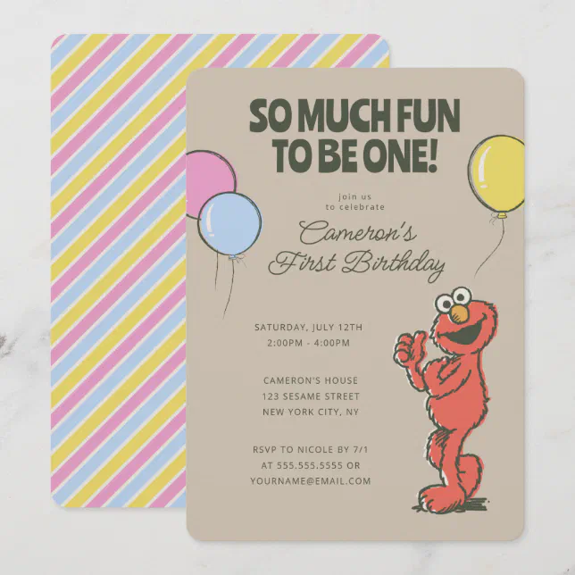 Sesame Street Elmo So Much Fun to Be One Birthday Invitation | Zazzle