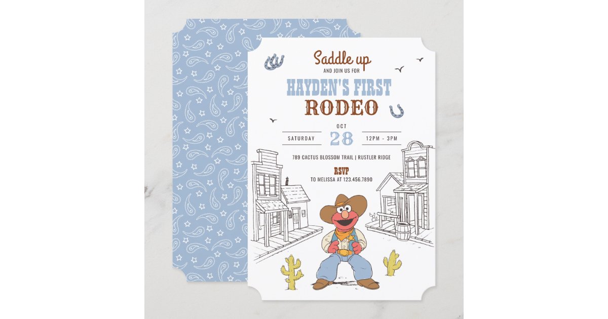Sesame Street - Elmo's First Rodeo Birthday Invitation | Zazzle