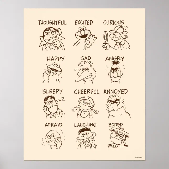 Sesame Street | Emotions & Feelings Poster | Zazzle