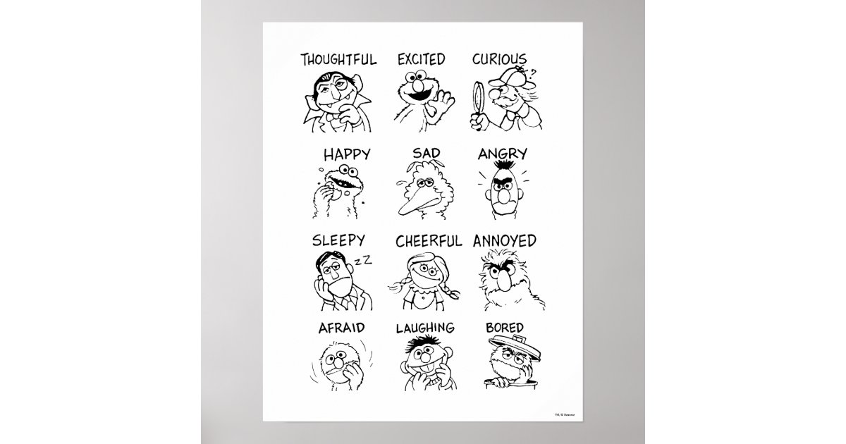Sesame Street | Emotions & Feelings Poster | Zazzle