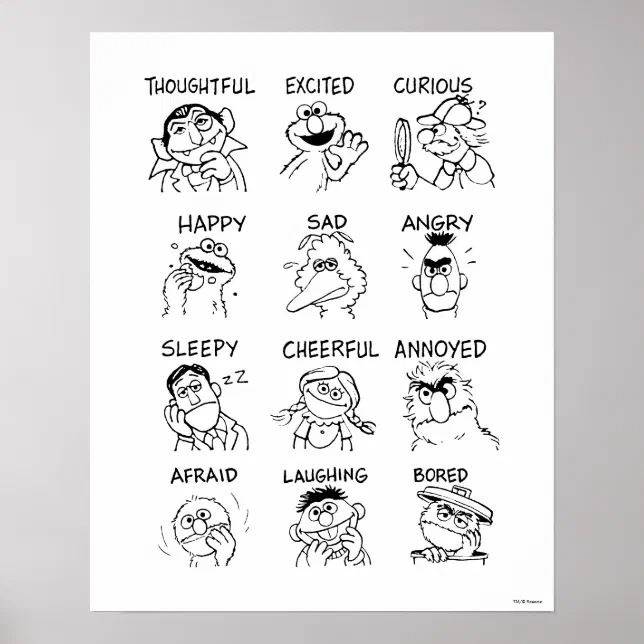 Sesame Street | Emotions & Feelings Poster | Zazzle