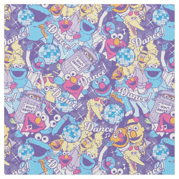 Sesame Street Character Pattern Fabric | Zazzle