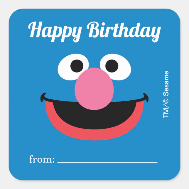 Sesame Street Grover | A Gift From - Birthday Square Sticker | Zazzle