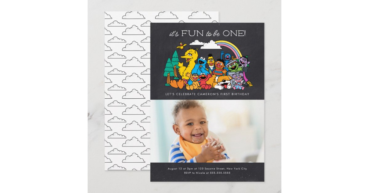 Sesame Street | It's Fun to Be One - Chalkboard Invitation | Zazzle