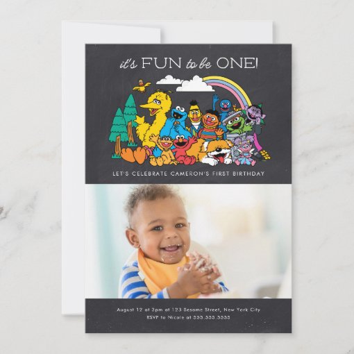 Sesame Street | It's Fun to Be One - Chalkboard Invitation | Zazzle
