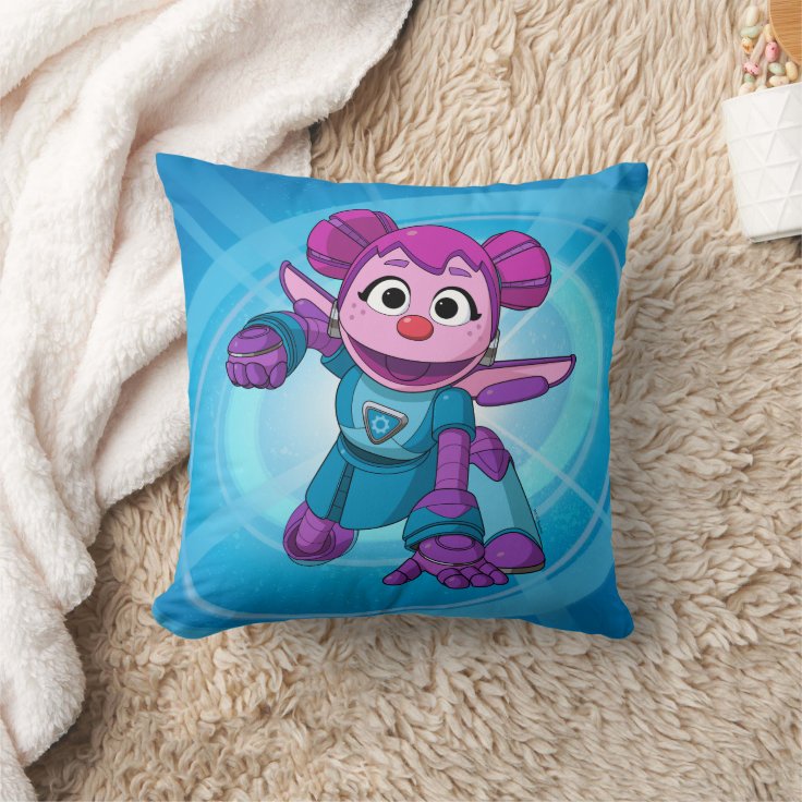 Sesame Street | Mecha Builders Abby In Action Throw Pillow | Zazzle