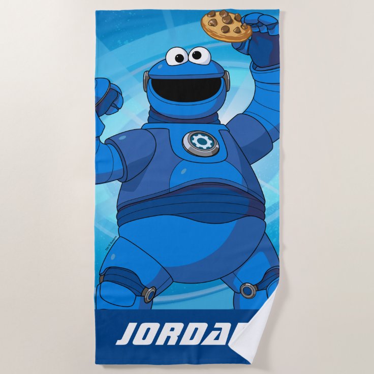 Sesame Street | Mecha Builders Cookie Monster Beach Towel | Zazzle