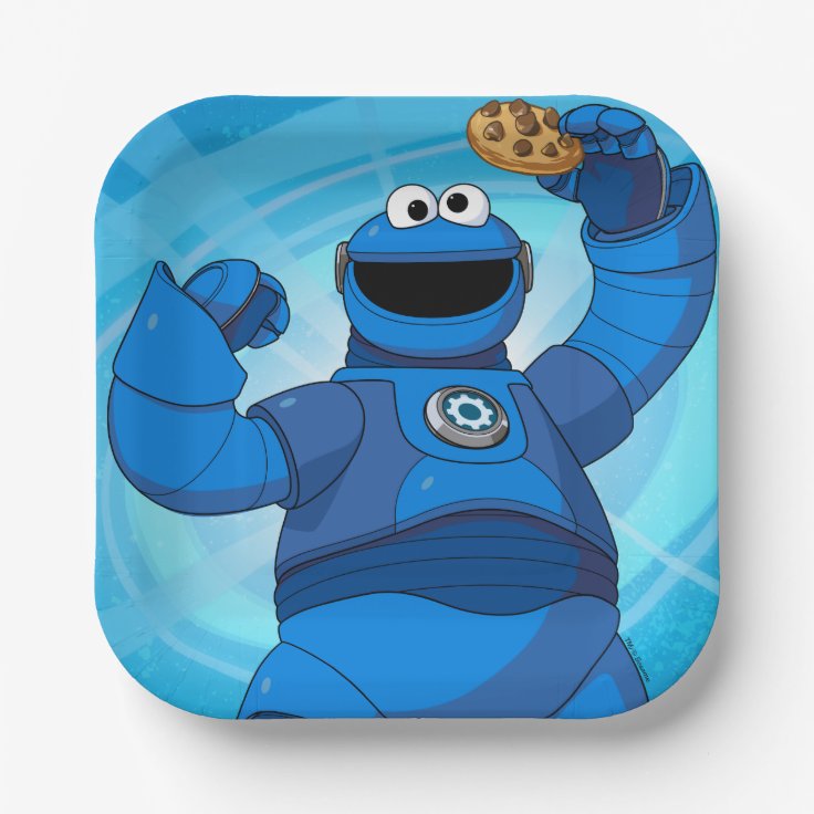 Sesame Street | Mecha Builders Cookie Monster Paper Plates | Zazzle