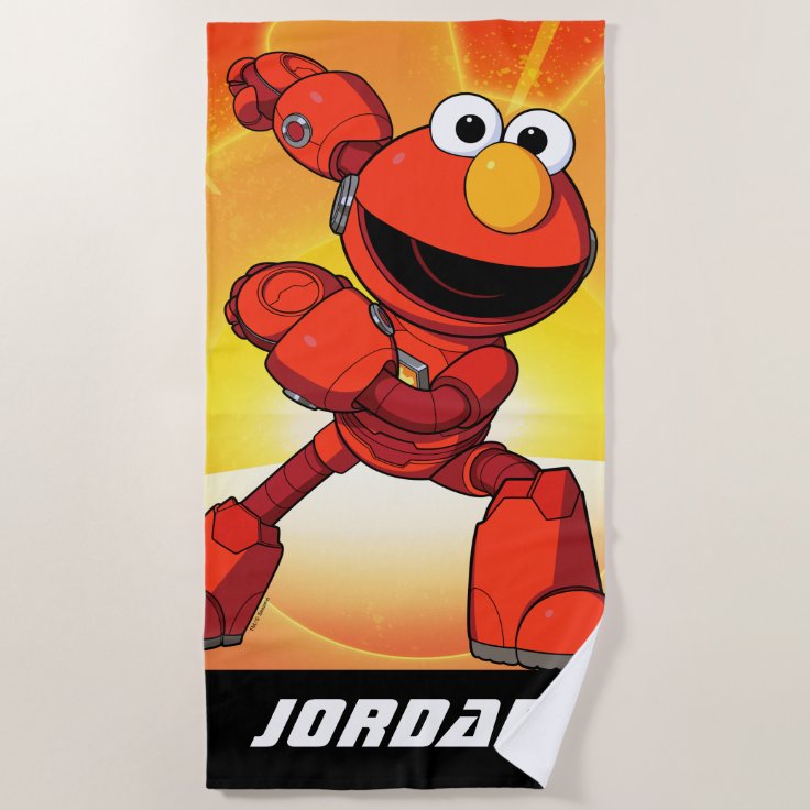 Sesame Street | Mecha Builders Elmo | Add Name Beach Towel | Zazzle
