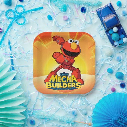 Sesame Street | Mecha Builders Elmo Paper Plates | Zazzle