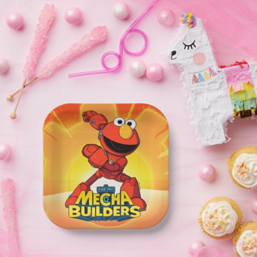 Sesame Street | Mecha Builders Elmo Paper Plates | Zazzle
