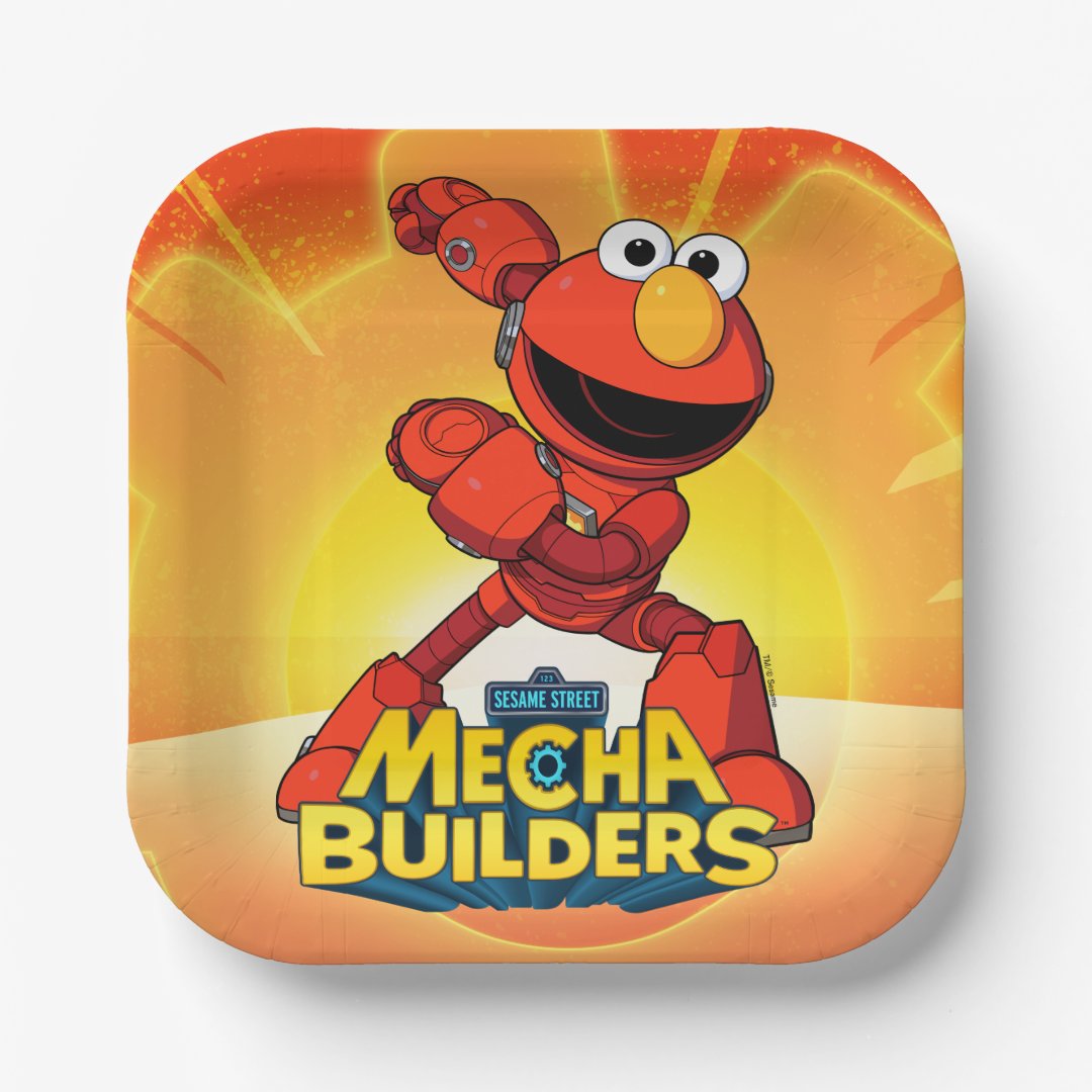 Sesame Street | Mecha Builders Elmo Paper Plates | Zazzle