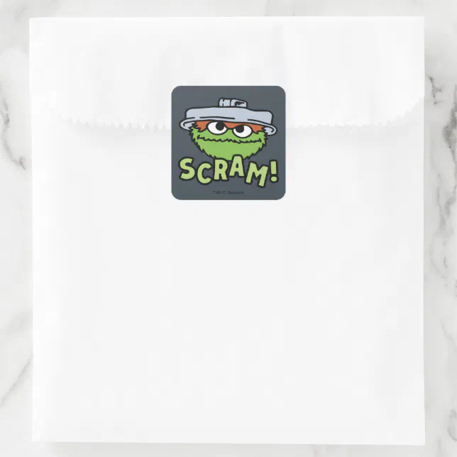Sesame Street | Oscar the Grouch Scram! Square Sticker | Zazzle