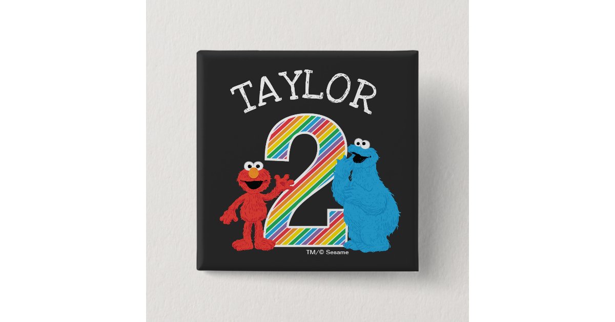 Sesame Street Pals Chalkboard Rainbow 2nd Birthday Button | Zazzle
