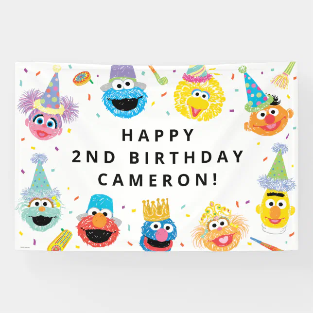 Sesame Street Pals Confetti Birthday Banner | Zazzle
