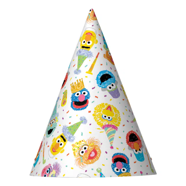 Sesame Street Pals Confetti Birthday Party Hat | Zazzle