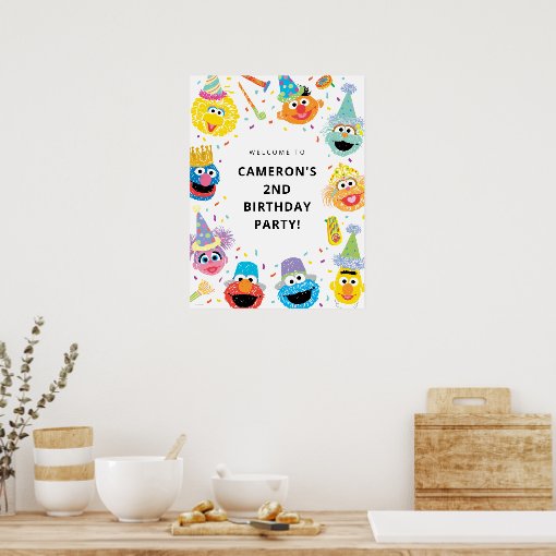 Sesame Street Pals Confetti Birthday Welcome Poster | Zazzle