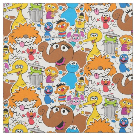 Sesame Street Character Eyes Pattern Fabric | Zazzle.com