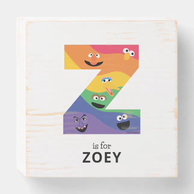 Sesame Street Pals Rainbow Alphabet Z Wooden Box Sign | Zazzle