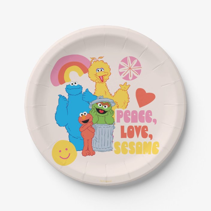 Sesame Street | Peace, Love, Sesame Paper Plates | Zazzle.com