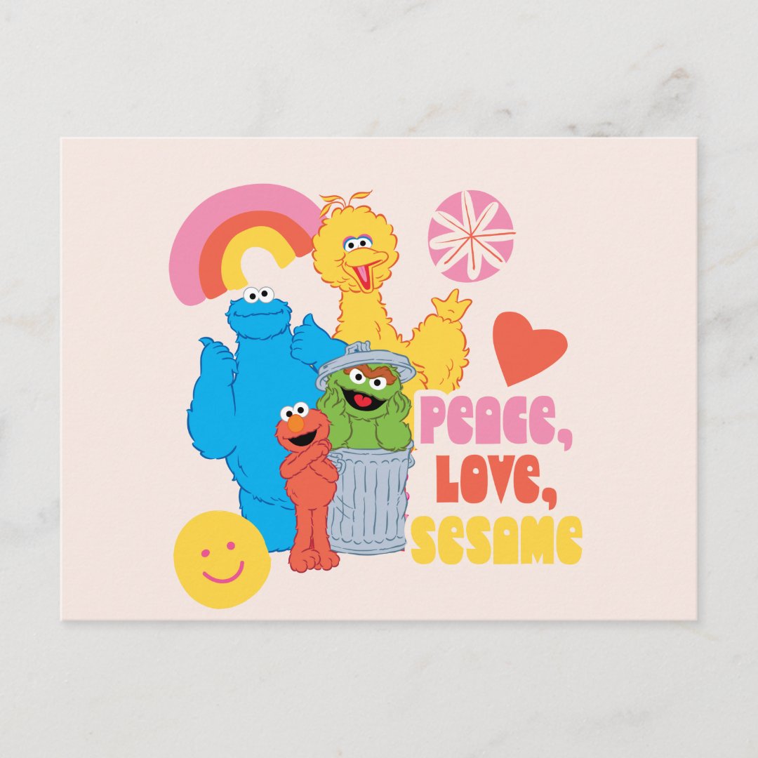 Sesame Street | Peace, Love, Sesame Postcard | Zazzle