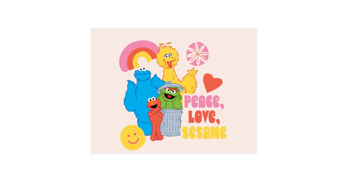 Sesame Street | Peace, Love, Sesame Postcard | Zazzle.com