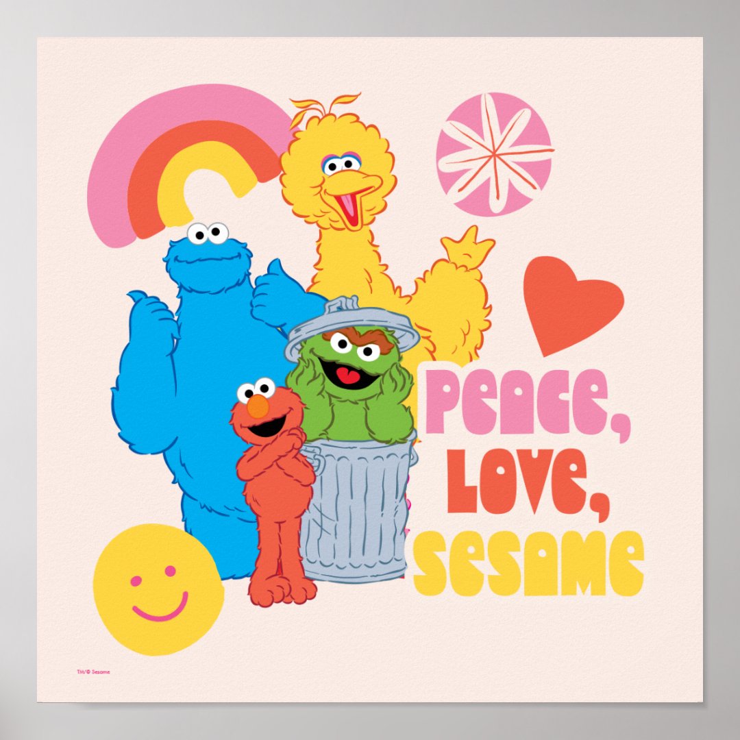 Sesame Street | Peace, Love, Sesame Poster | Zazzle
