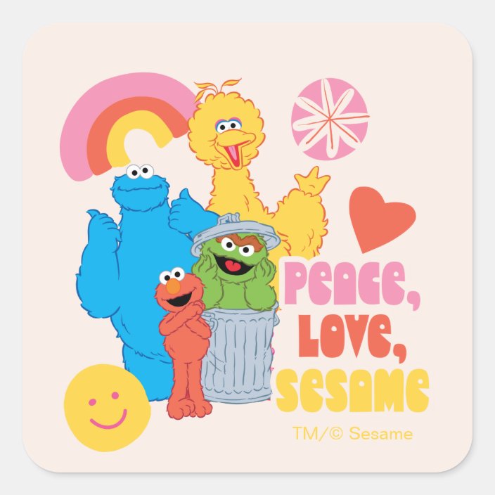Sesame Street | Peace, Love, Sesame Square Sticker | Zazzle.com