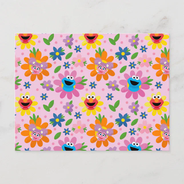 Sesame Street Pink Floral Pattern Postcard | Zazzle