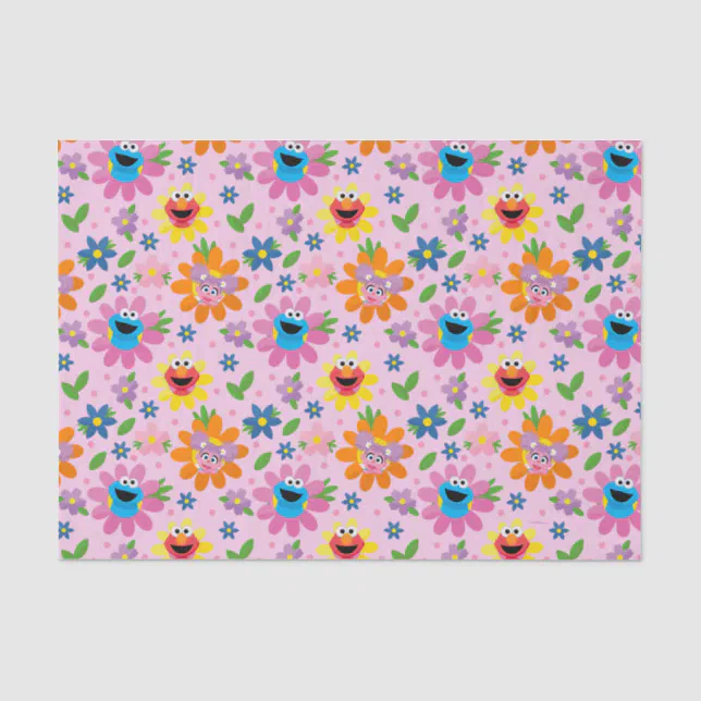Sesame Street Pink Floral Pattern Tissue Paper | Zazzle