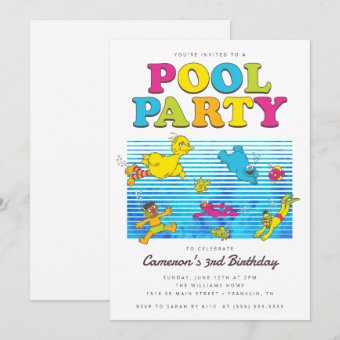 Sesame Street | Pool Party Summer Swim Birthday Invitation | Zazzle